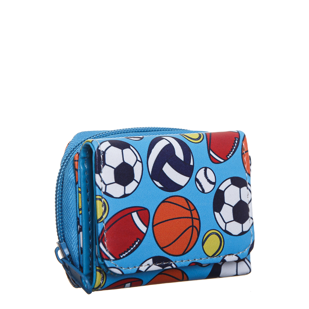 Portofel copii albastru cu minge de fotbal din piele ecologica Rita ...